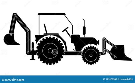Tractor Grader Bulldozer Silhouette Stock Vector Illustration Of