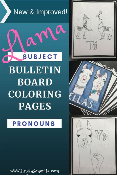 Llama Pronouns Bulletin Boardposter Coloring Pages Set
