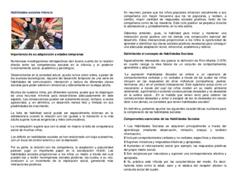 Pdf Habilidades Sociales Infancia