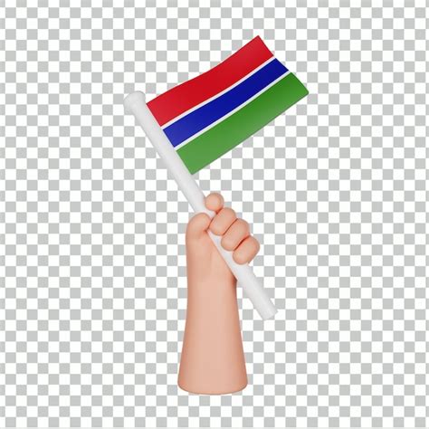Mano 3d Que Sostiene Una Bandera De Gambia Archivo PSD Premium