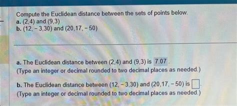 Solved Compute The Euclidean Distance Between The Sets Of