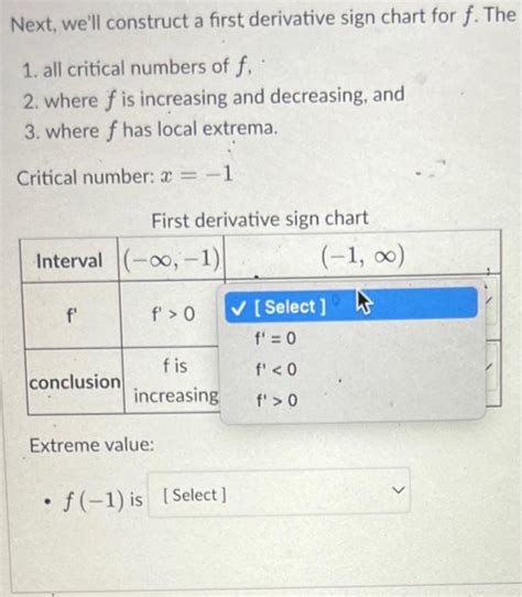 Solved Next Well Construct A First Derivative Sign Chart