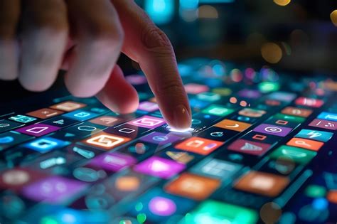Interactive Touchscreen With Colorful App Icons And User Engagement Premium Ai Generated Image