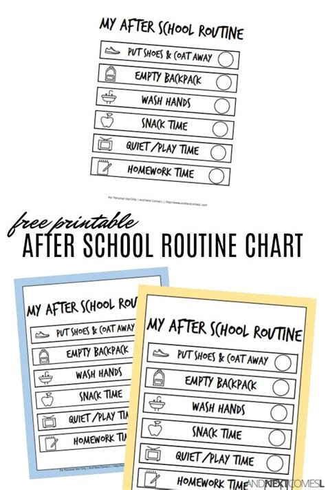 After School Routine Chart For Tween Girls - Chore & Routines Printable