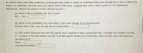 Solved An Article States That False Positives In Polygraph
