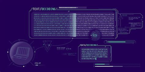 premium vector data decryption screen with text decoding window