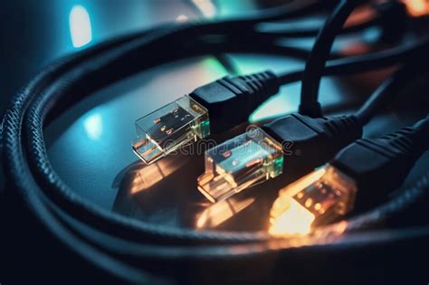 Server Staggered Cables And Interfaces Network Cables Connected In