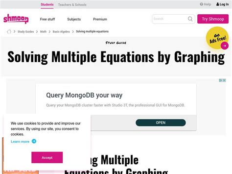 Shmoop Basic Algebra Solving Multiple Equations By Graphing Unit Plan For 9th 10th Grade