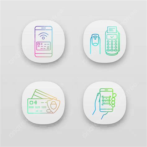 Nfc Payment App Icons Set Field Cashless Nfc Vector Field Cashless