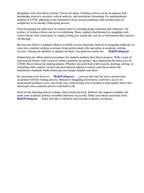 Uitm Thesis Format Undergraduate Pdf Thesis Science