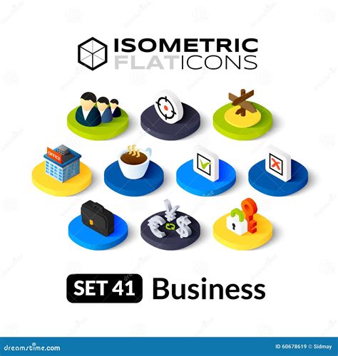 Isometric Flat Icons Set 41 Stock Vector Illustration Of Geometric