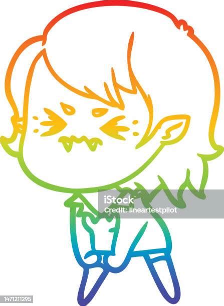 Dessin Au Trait Dégradé Arcenciel Dune Fille Vampire De Dessin Animé