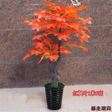 【熱賣精選】仿真盆栽 綠植 室內裝飾 落地仿真花藝 仿真紅楓葉樹仿真植物落地盆栽假樹大型綠植盆景塑料假花裝飾客廳此款小號 Yahoo奇摩拍賣