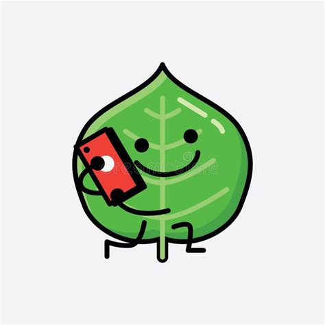 Cute Leaf Mascot Vector Character In Flat Design Stock Vector