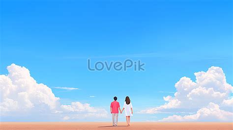 사막의 로맨틱 커플 일러스트 무료 다운로드 Lovepik
