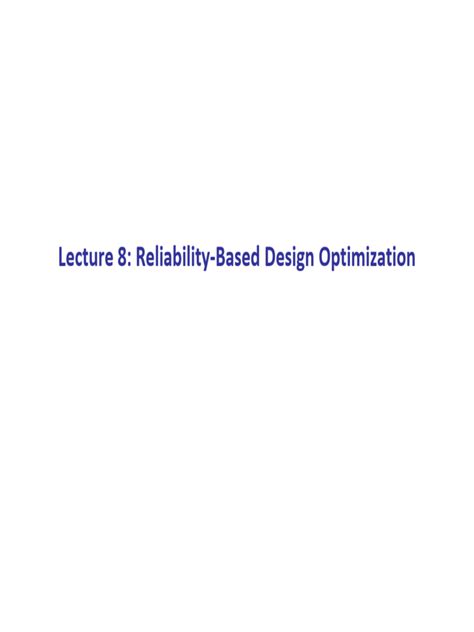 Lecture 8 Reliability Based Design Optimization Pdf Mathematical Optimization