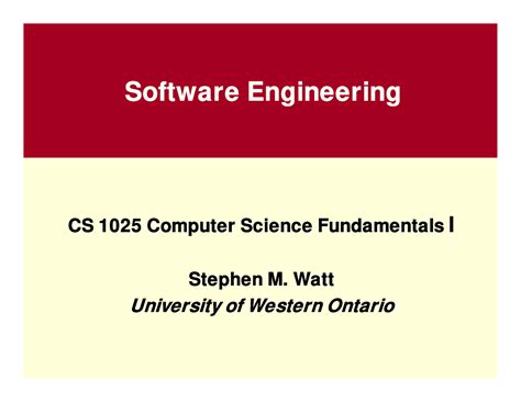 PPT Software Engineering Software Engineering CS Computer Science Fundamentals I