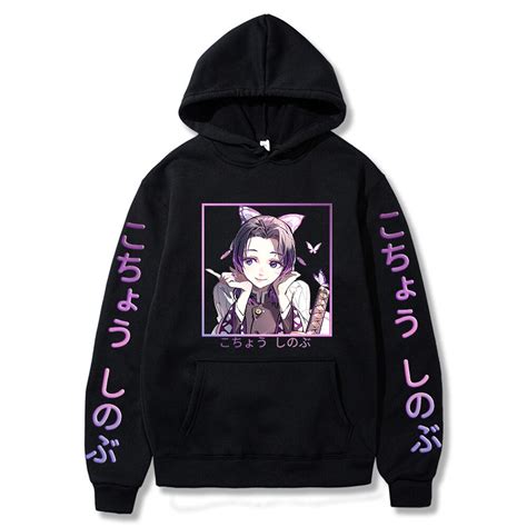 하라주쿠 애니메이션 악마 슬레이어 Kawaii Kochou Shinobu 후드 티셔츠 패션 만화 겨울 캐주얼 남성 여성 풀오버