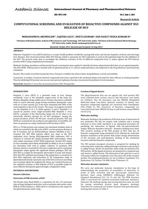 Pdf Computational Screening And Evaluation Of Bioactive Compounds