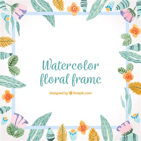 수채화 꽃 프레임 무료 벡터