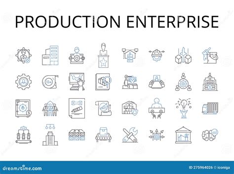 Manufacturing Corporation Line Icons Collection Production Assembly Fabrication Plant