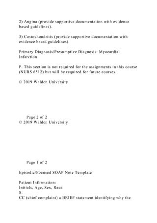 EpisodicFocused SOAP Note Exemplar Focused SOAP Note For A Pati Docx