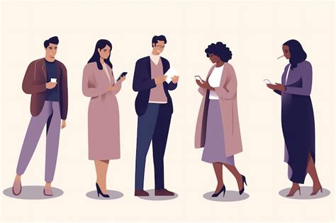 Premium Vector Five People Using Smartphones