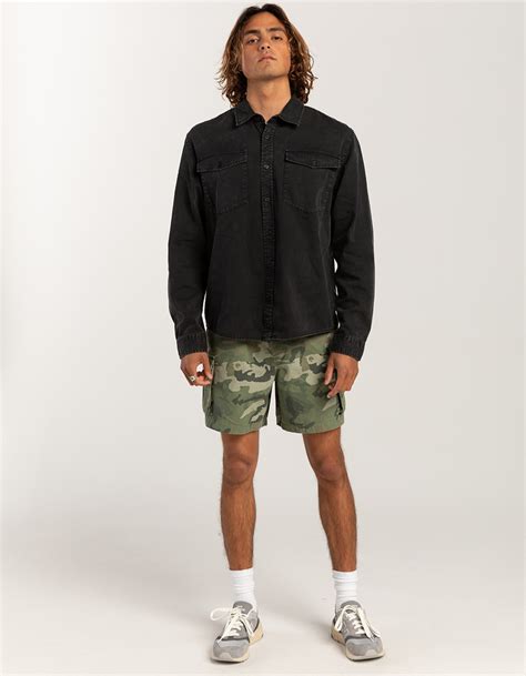 Rsq Mens Ripstop Cargo Pull On Shorts Camo Green Tillys