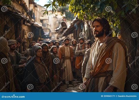 Zacchaeus The Man In The Tree Looks Out Into The Crowd Pencil Drawing Stock Image