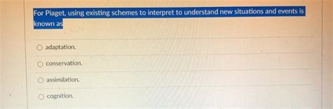 solved for piaget using existing schemes to interpret to