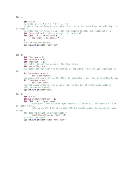 For Loop Nothing Bài 1 Int A 5 Since A 1 2 3 4