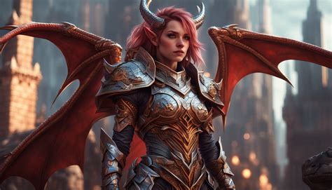 Red Female Dragon Girl In Ancient Armour By Lorazapam1 On Deviantart
