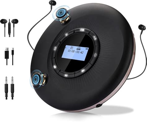 Portable Cd Player Bluetooth Rechargeable 1500 Mah With Stereo Dual
