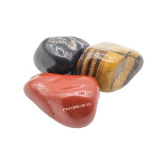 Kit de 9 Pedras Proteção Olho de Tigre Ônix e Jaspe Vermelho