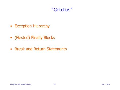 reasoning about exceptions using model checking ppt download
