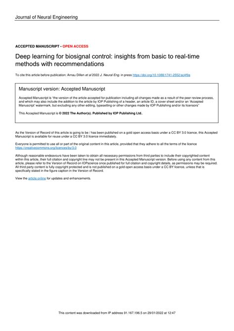 Pdf Deep Learning For Biosignal Control Insights From Basic To Real