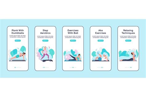 Fitness Exercises Onboarding Mobile App Screen Flat Template
