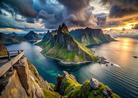 Breathtaking Panoramic View From Bergsbotn Platform Dramatic Coastal