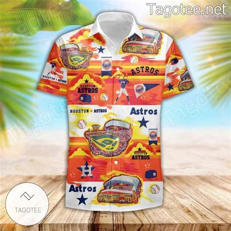 Mlb Orange Houston Astros Stadium Collections Hawaiian Shirt Tagotee