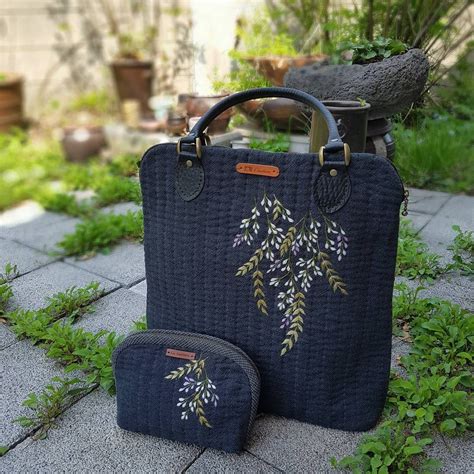 등나무꽃수 가방과 파우치 야생화느낌자수 야생화자수 Embroidery 야생화느낌자수본원 Embroidery Bags Embroidered Bag Fabric Bags
