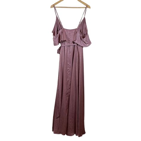 Lulu S Dress Moriah Rose Pink Satin Wrap Maxi Dress C Gem
