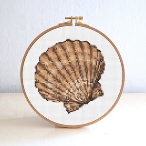 Sea Shell Cross Stitch Pattern Set Beach Ocean Cross Stitch Pattern Roud Embroidery Pearl