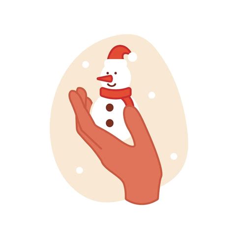 Hombre de nieve de la mano Ilustración navideña con hombre de nieve