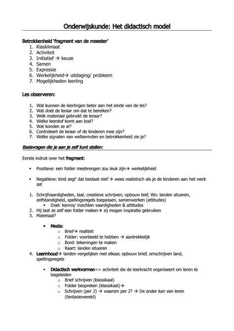 Onderwijskunde Het Didactisch Model Onderwijskunde Het Didactisch