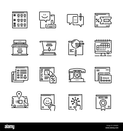 Black Icons Set For Retail Grocery Restaurant Food Delivery Concept Flat Outline Cartoon