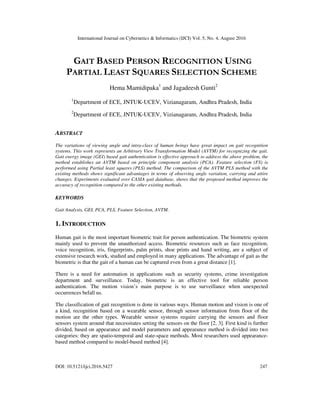 Gait Based Person Recognition Using Partial Least Squares Selection