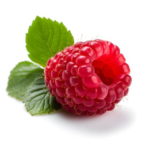 Premium Ai Image A Raspberry With A Stem And Leaves On It