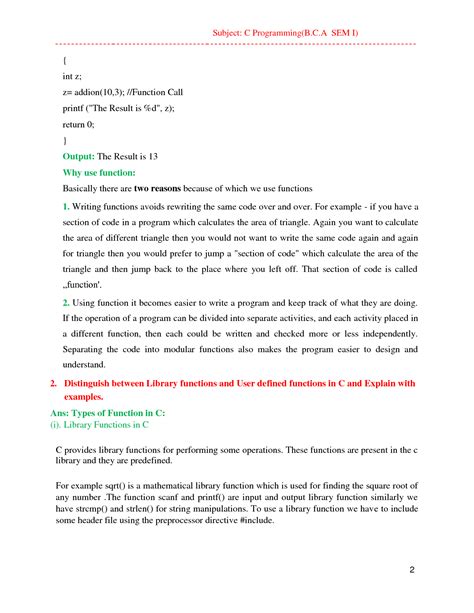 SOLUTION: Important question and answers in c - Studypool
