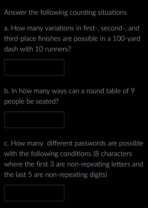 [solved] answer the following counting situationsa how man