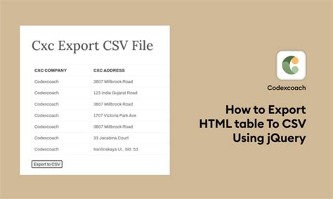 How To Export HTML Table To CSV Using JQuery CodexCoach